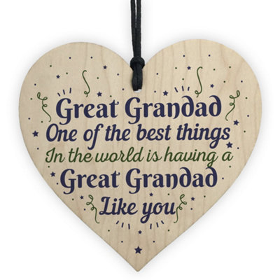 Red Ocean Great Grandad Grandfather Gift Handmade Wooden Heart Plaque ...