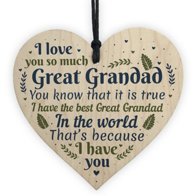Red Ocean Great Grandad Ornament Wooden Heart Christmas Gift Grandad ...