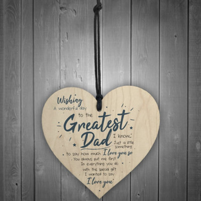 Red Ocean Greatest Dad Fathers Day Dad Daddy Hanging Heart Sign Thank ...