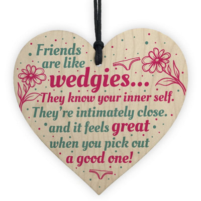 Red Ocean Handmade Funny Friendship Thank You Wooden Heart Chic Sign ...