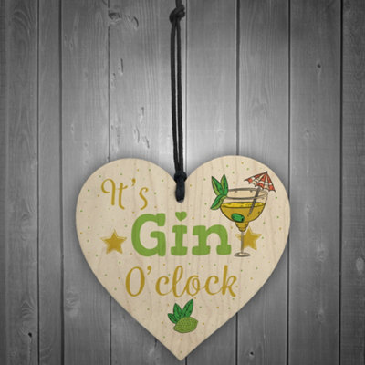 Red Ocean Handmade Gin Sign Gin Tonic Gift Wooden Heart Plaque Friend ...