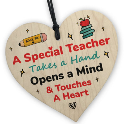 Red Ocean Handmade Wooden Hanging Heart Plaque Gift for Special Teacher ...