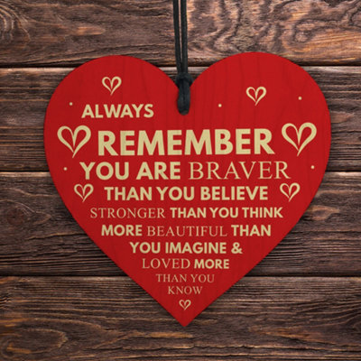 Red Ocean Handmade Wooden Heart Always Remember Loved More Than You ...