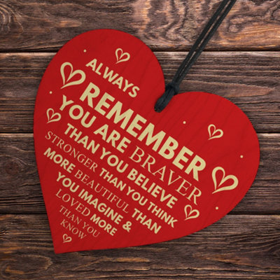 Red Ocean Handmade Wooden Heart Always Remember Loved More Than You ...