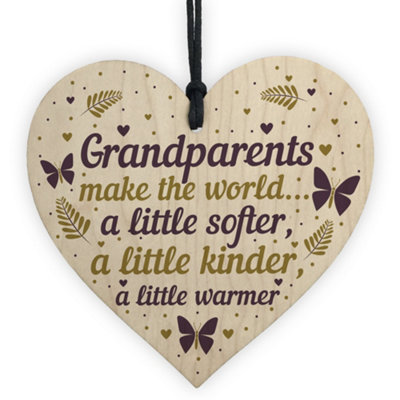 Red Ocean Handmade Wooden Heart Grandparent Gifts For Grandma Grandpa ...
