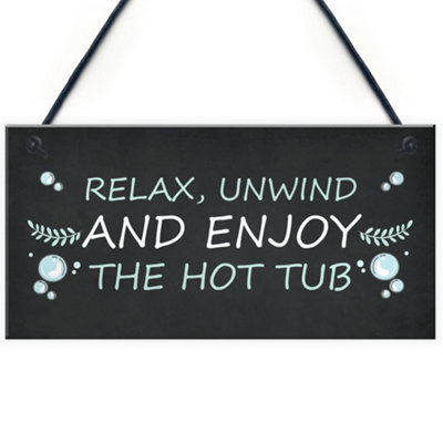 Red Ocean Hanging Hot Tub Sign For Garden Novelty Garden Wall Sign Lazy ...