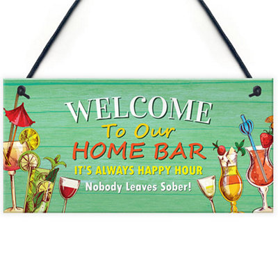Red Ocean Home Bar Welcome Sign - Funny Bar Accessories For Home Pub ...
