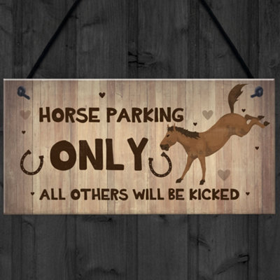 Red Ocean Horse Sign Funny Sign For Stables Signs About Horses Beware ...