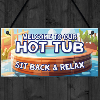 Red Ocean Hot Tub Sign Hanging Wall Plaque Hot Tub Signs And Plaques ...