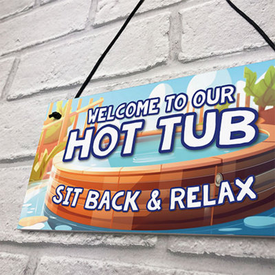 Red Ocean Hot Tub Sign Hanging Wall Plaque Hot Tub Signs And Plaques ...