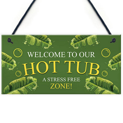 Red Ocean Hot Tub Sign Welcome Hanging Wall Plaque Shed Sign Garden ...