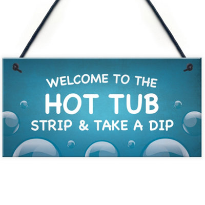 Red Ocean Hot Tub Welcome Sign For Garden Novelty Hanging Hot Tub Lazy ...