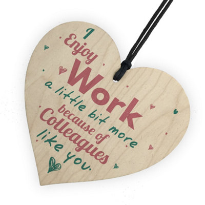 Red Ocean I Enjoy Work Wooden Hanging Heart Plaque Work Friendship ...