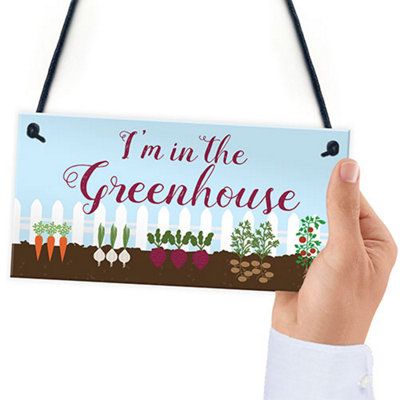Red Ocean Im In The Greenhouse Sign Hanging Wall Door Plaque Garden ...