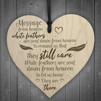 Red Ocean In Memory Hanging Wooden Heart Wall Plaque Mum Dad Memorial ...