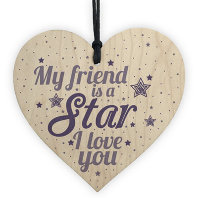 Red Ocean Inspirational FRIEND Sign Wooden Heart Plaque Friendship Gift ...