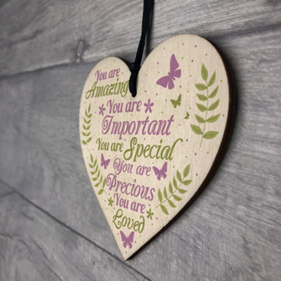 Red Ocean Inspirational Sign Best Friend Gift Wooden Heart Mum Nan Baby ...