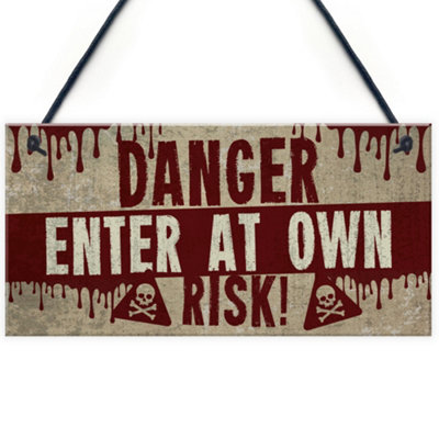 Red Ocean Keep Out Sign Hanging Door Sign For Boys Bedroom Man Cave ...