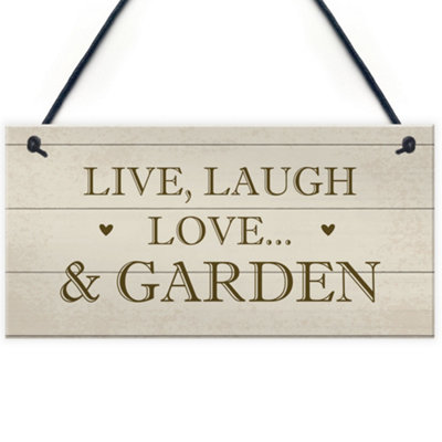 Red Ocean Live Love Laugh Hanging Garden Sign Novelty Plaque For Garden ...