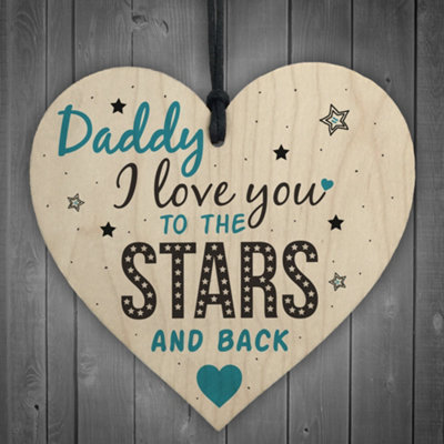 Red Ocean Love You Stars Back Fathers Day Dad Daddy Shabby Chic Wooden ...