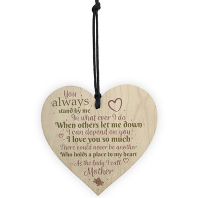 Red Ocean Mother Love You Wooden Hanging Heart Mothers Day Birthday ...