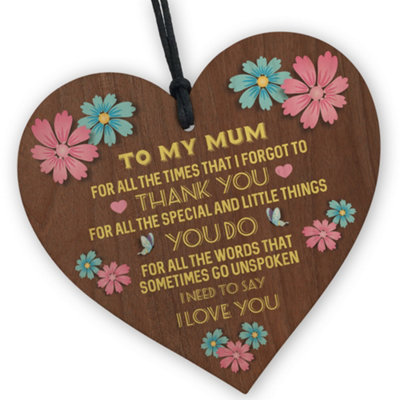Red Ocean Mothers Day Gift Hanging Wood Sign For Mum Mummy Heart Love ...