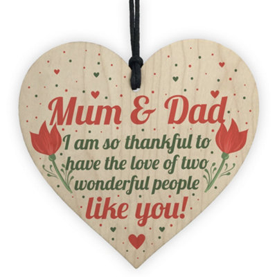 Red Ocean Mum And Dad Joint Gifts Wooden Heart Birthday Christmas Thank ...