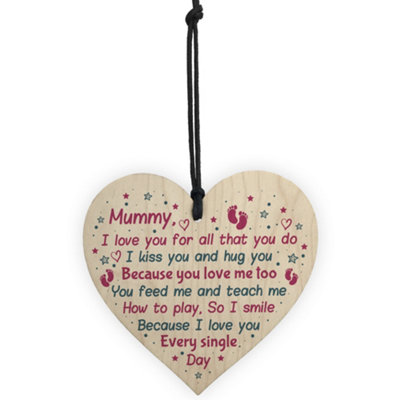 Red Ocean Mum Birthday Christmas Mummy To Be Wooden Heart From Bump ...