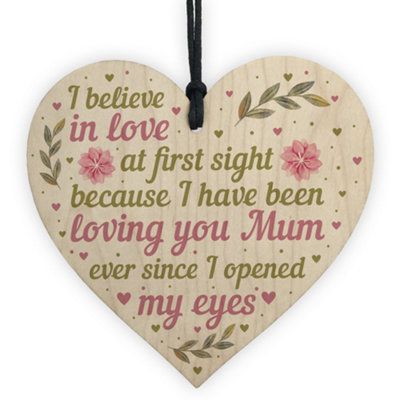 Red Ocean Mum Gifts For Mummy Wooden Heart Plaque Daughter Son Birthday ...