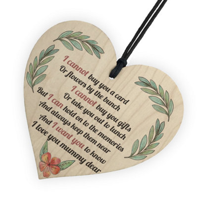 Red Ocean Mum Memorial Poem Wooden Hanging Heart Sign Mothers Day Gifts ...