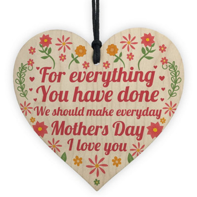 Red Ocean Mum Mothers Day I Love You Handmade Wooden Hanging Heart Sign ...