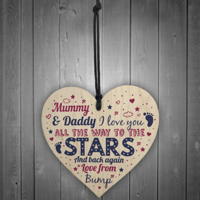 Red Ocean Mummy To Be Gifts Daddy To Be Card Wooden Heart From Bump ...