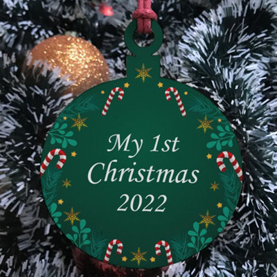 Red Ocean My 1st Christmas Gift Hanging Wooden Babys 1st Christmas Tree ...