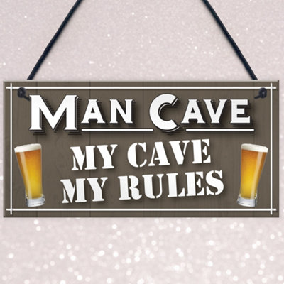 Red Ocean My Cave My Rules Man Cave Home Bar Pub Husband Hanging Plaque ...