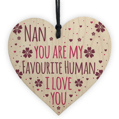 Red Ocean Nan Gift Wooden Heart Nan Birthday Gift Love Sign Nan ...