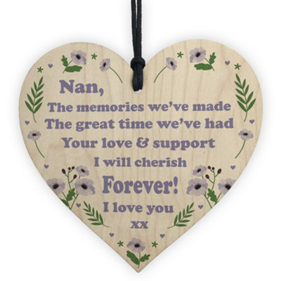 Red Ocean Nan Love Gifts Wooden Heart Sign Gift For Nan Mothers Day ...