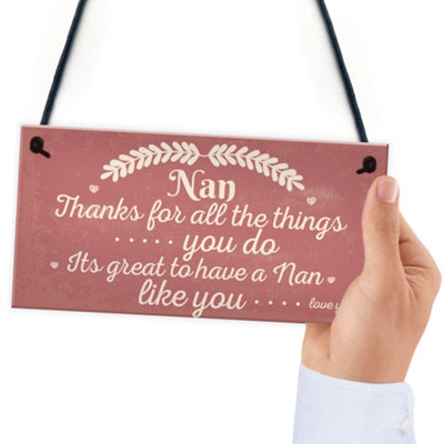 Red Ocean Nan Love You Hanging Wall Plaque Sign Nanny Grandma Birthday ...