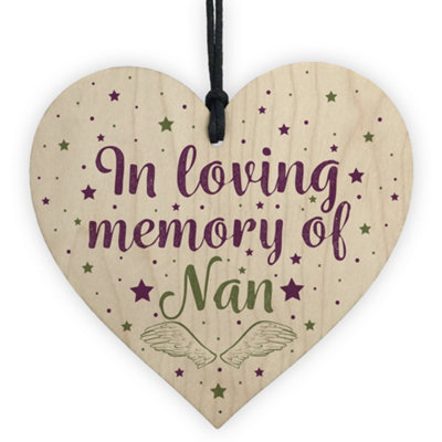 Red Ocean NAN Memorial Plaques Wooden Heart Christmas Bauble Nanny ...