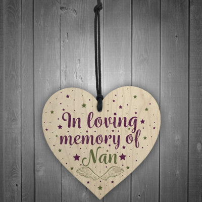 Red Ocean NAN Memorial Plaques Wooden Heart Christmas Bauble Nanny ...