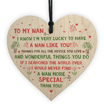 Red Ocean Nan Nanny Birthday Christmas Gifts Wooden Heart Special ...