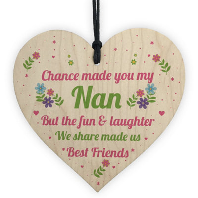 Red Ocean Nan Nanny Gift Wooden Heart Sign Birthday Christmas Gift For ...