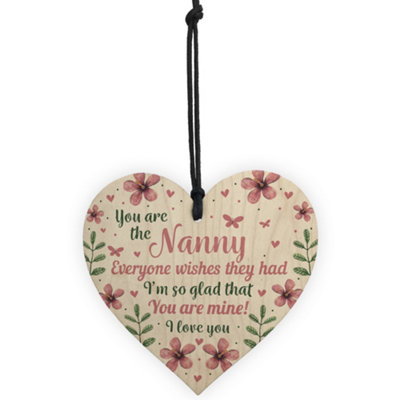 Red Ocean Nan Nanny Gifts Birthday Gifts For Nan Wooden Hanging Heart ...