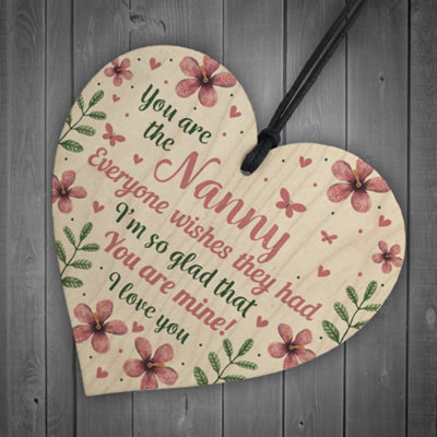 Red Ocean Nan Nanny Gifts Birthday Gifts For Nan Wooden Hanging Heart ...