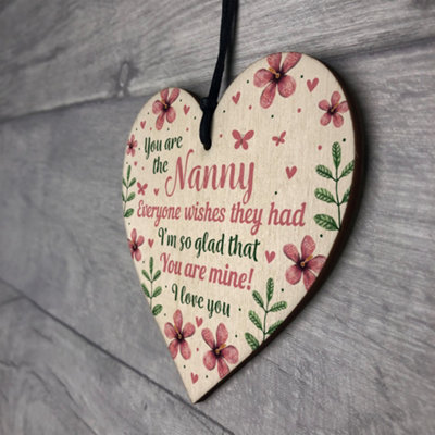 Red Ocean Nan Nanny Gifts Birthday Gifts For Nan Wooden Hanging Heart ...