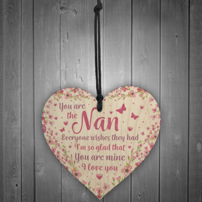 Red Ocean Nan Nanny Grandma Gifts From Grandchildren Wooden Heart Sign ...