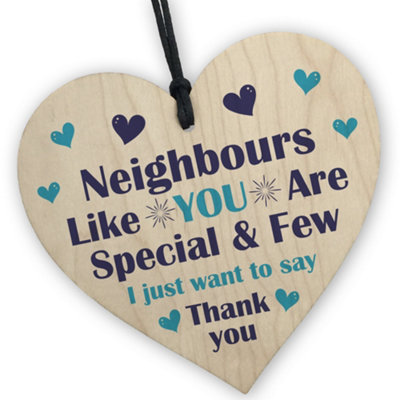 Red Ocean Neighbour Gift Plaque Wood Heart Friendship Gift Neighbour ...