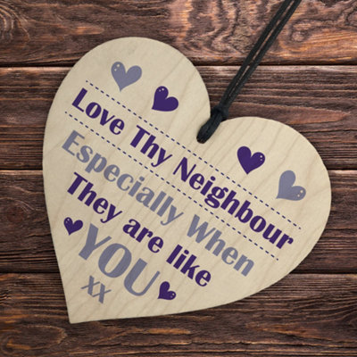Red Ocean Neighbour Thank You Wooden Heart - Love Thy Neighbour Gift ...