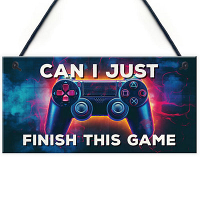 Red Ocean Neon Can I Just Finish This Game Hanging Gaming Sign For Boys ...