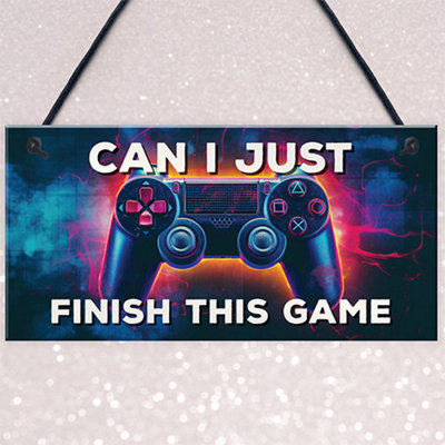 Red Ocean Neon Can I Just Finish This Game Hanging Gaming Sign For Boys ...