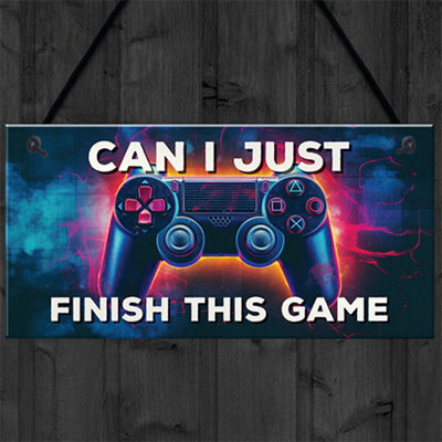Red Ocean Neon Can I Just Finish This Game Hanging Gaming Sign For Boys ...